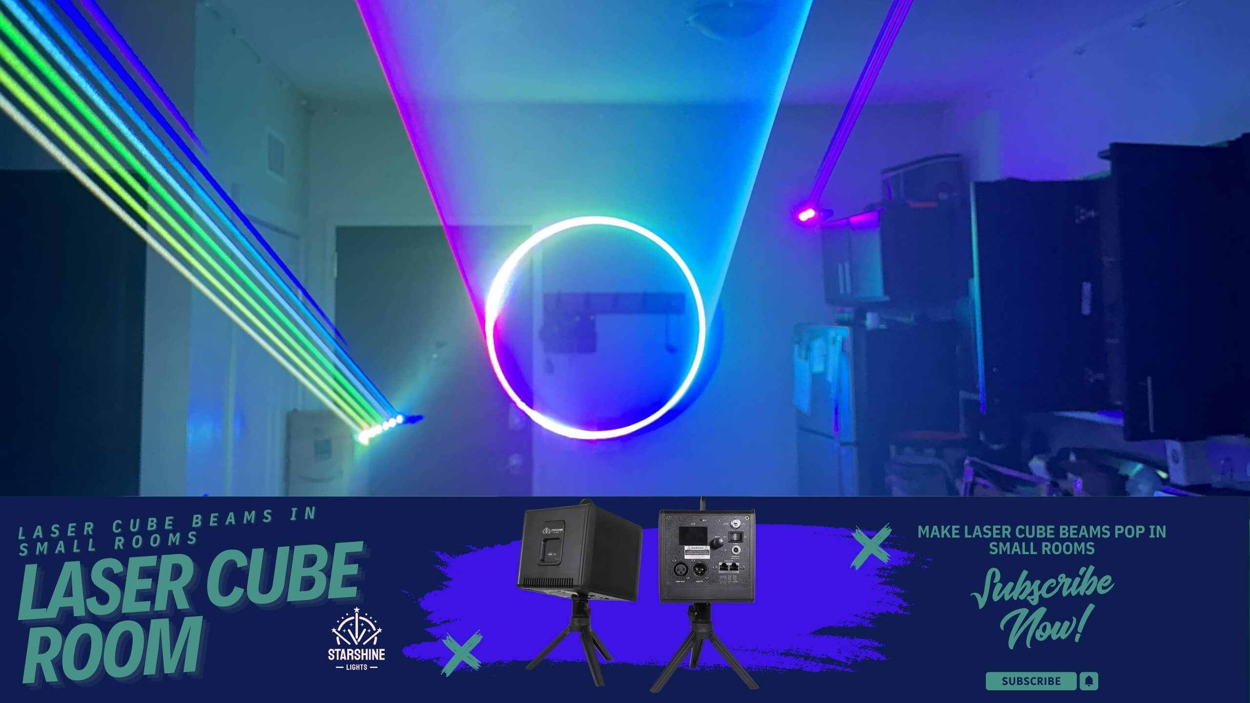 Laser cube beams in small rooms haze and distance tips