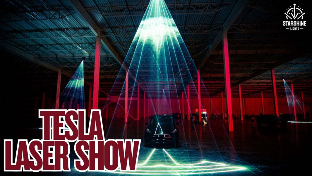 Tesla Austin Gigafactory Laser Show: 24×20W RGB Laser Projectors